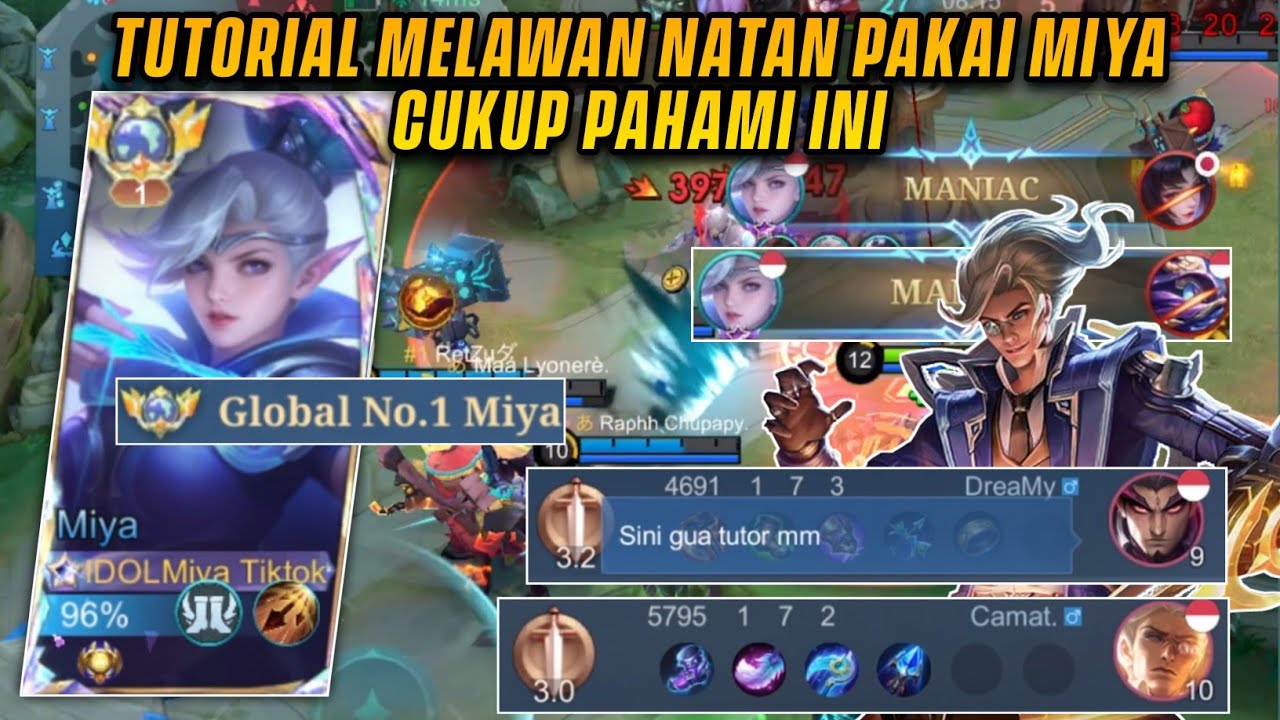 MANIAC MIYA 2 KALI! TUTORIAL LANING MELAWAN NATAN! CUKUP PAHAMI HAL INI! - MLBB - YouTube