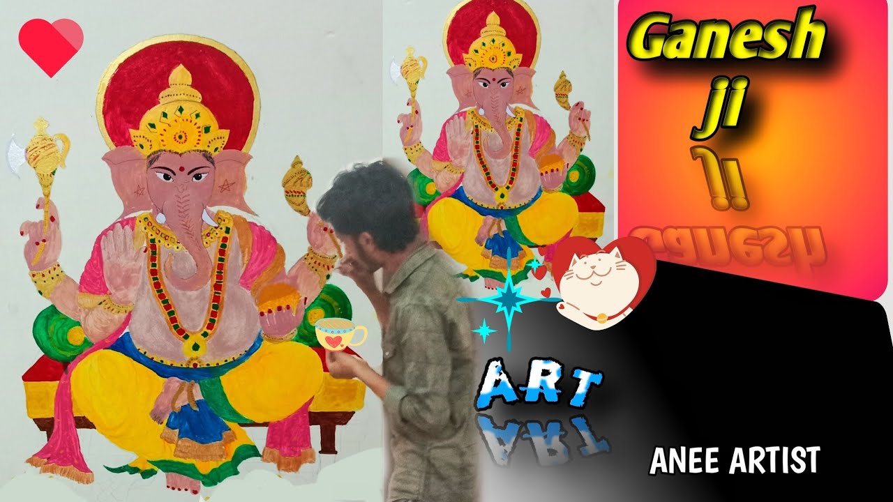 Ganesh ji art in shaadi 🤟 drawing art ️ Ganesh ji art | easy art Ganesh ...