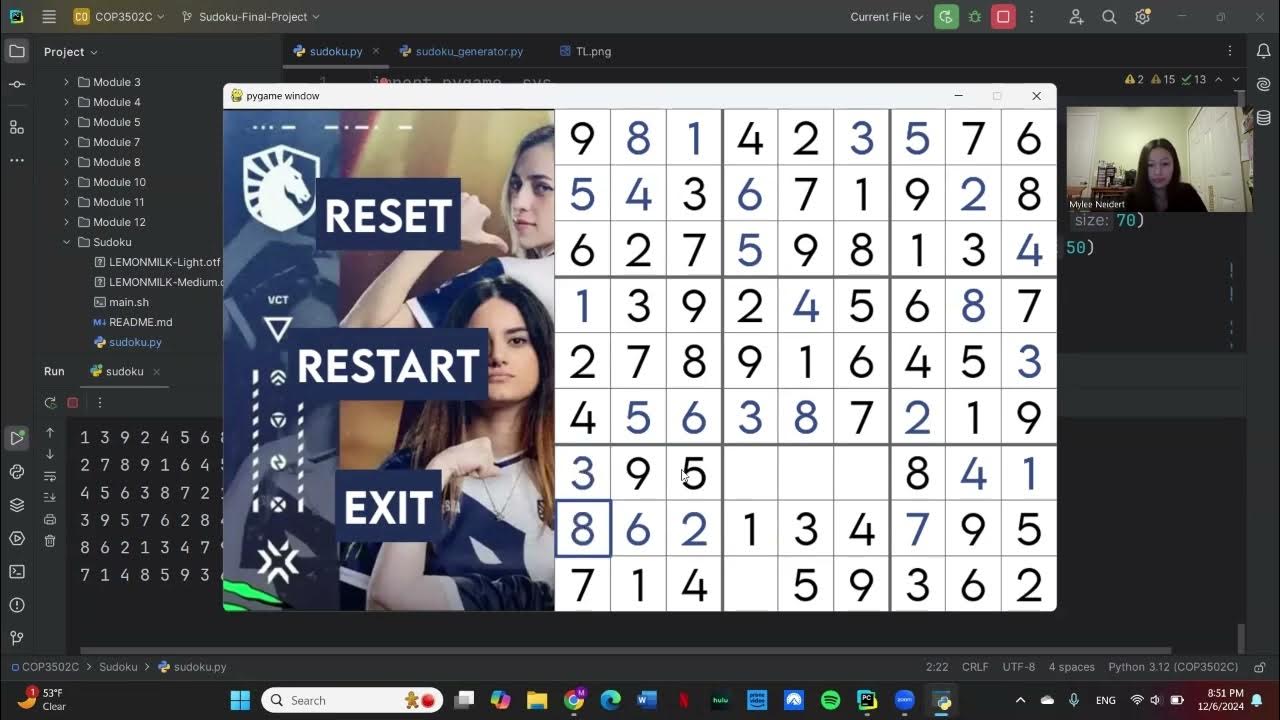 COP3502C Sudoku Final Project - YouTube