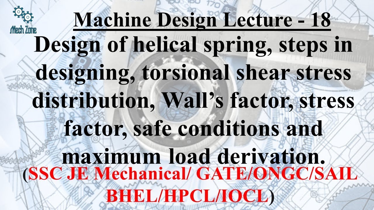 Machine Design Lecture 18: Design of helical spring, torsional shear ...