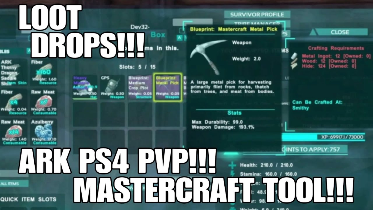 LOOT DROPS!!! MASTERCRAFT TOOL!!! ARK PS4 PVP SERVER! - YouTube