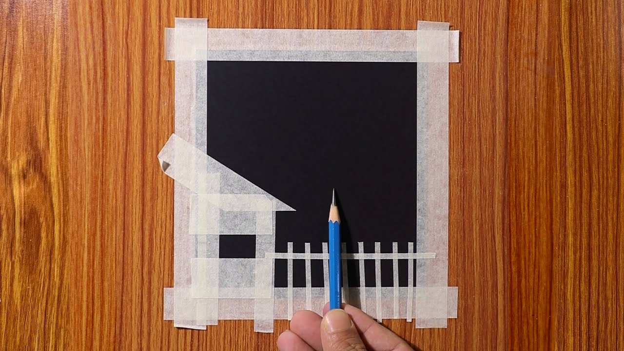 Easy Masking Tape Trick Drawing on Black Paper / Drawing with Oil ...