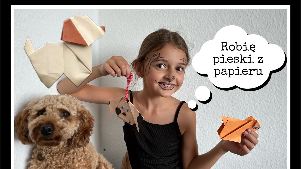Origami | Pies z papieru | Głowa psa i stojący piesek | Szybkie i ...