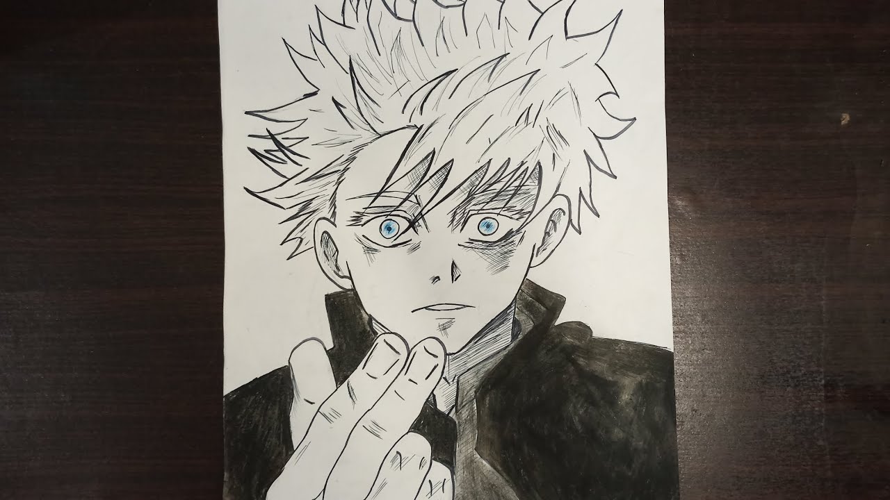 How to draw Gojo Satoru sketch |Tutorial | Jujutsu Kaisen | MANGA - YouTube