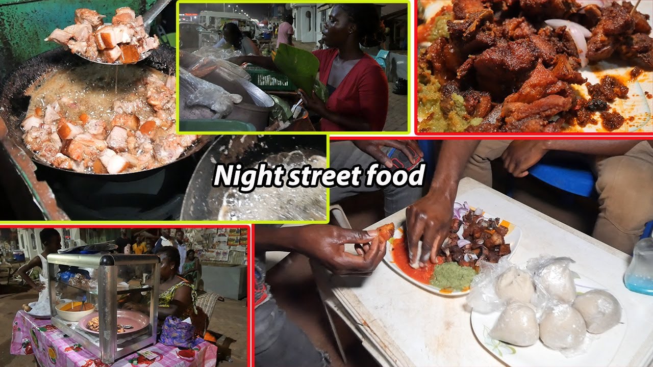 Sunyani Street Food at Night!! Ghana's Local Night Street Food - YouTube