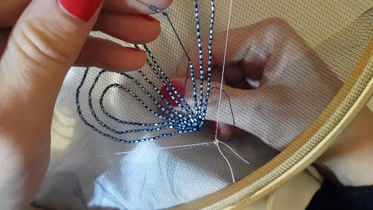 Tambour embroidery using embroidery hoop and aari hook - simple beaded ...