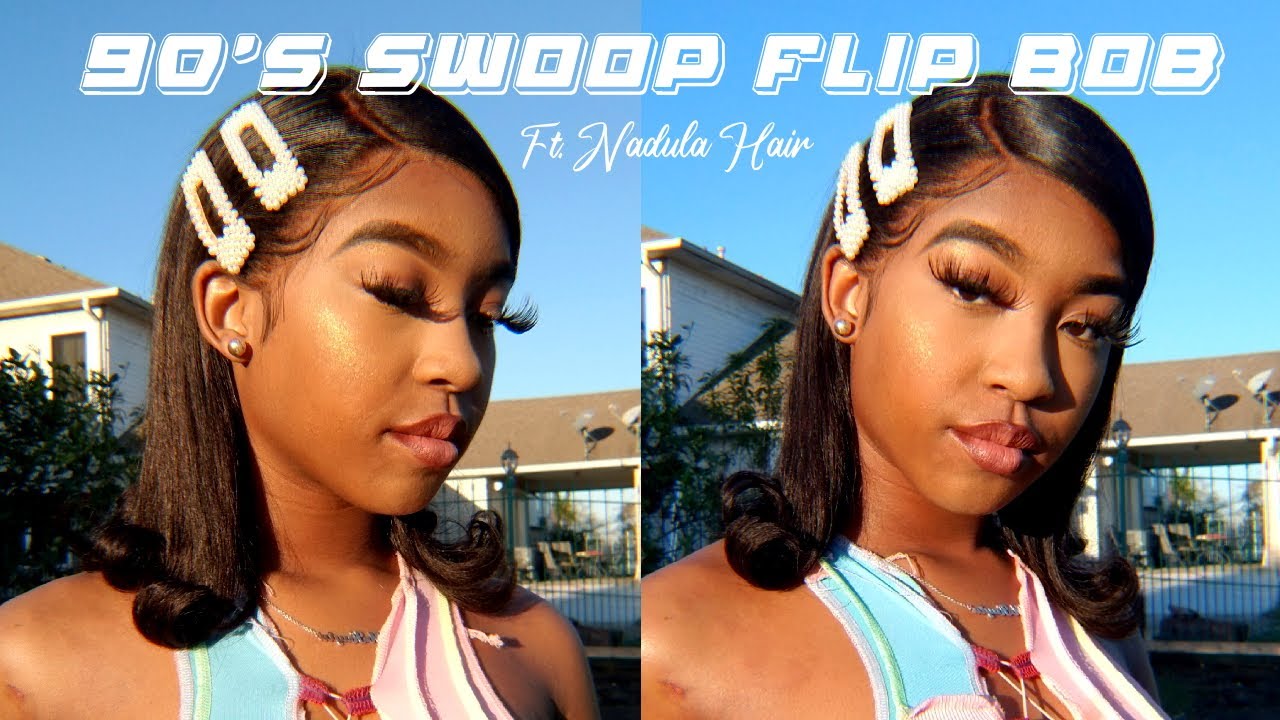 90's Inspired Side Swoop Bob With Flipped Ends | Ft. Nadula Hair - YouTube