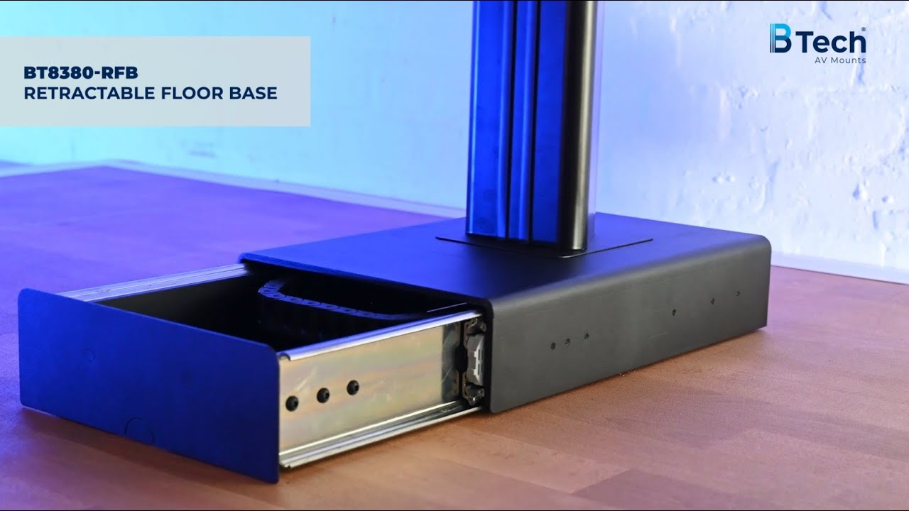 BT8390 RFB Retractable Floor Base | B-Tech AV Mounts - YouTube