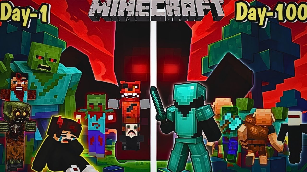 I Survive 100 In Zombie Invade | Minecraft But Zombies Are Powerfull ...