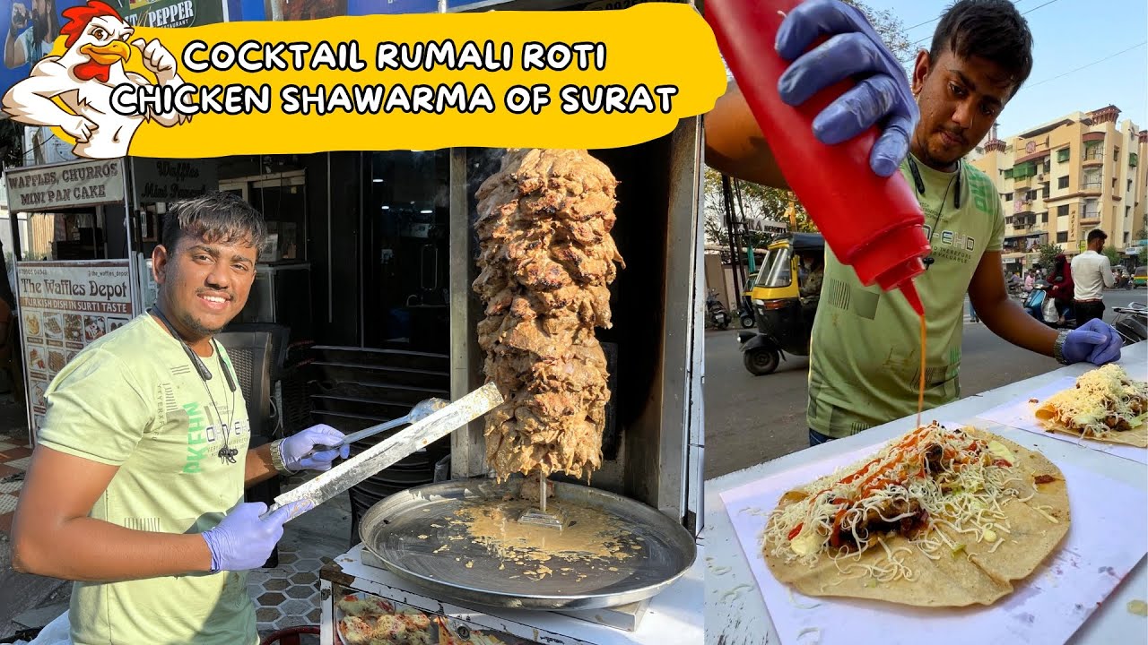 Cocktail Rumali Roti Shawarma of Surat | Chicken Shawarma In Just 80 ...