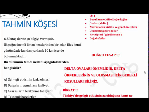 KPSS COĞRAFYA- 5. Türkiye'nin Yer şekilleri - Soru örnekleri