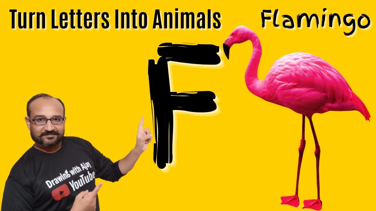 How To Draw FLAMINGO Easy With Letter ( F ) - YouTube