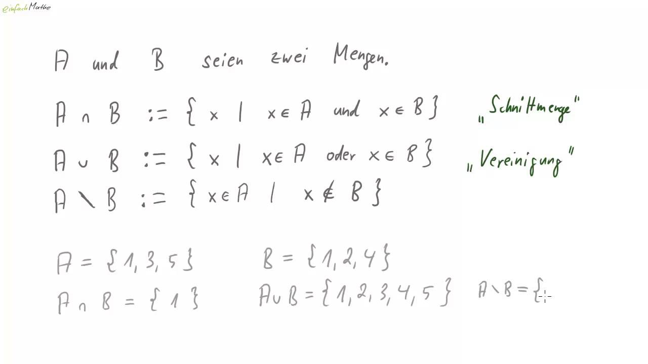 03 Schnittmenge, Vereinigung und Differenzmenge - YouTube