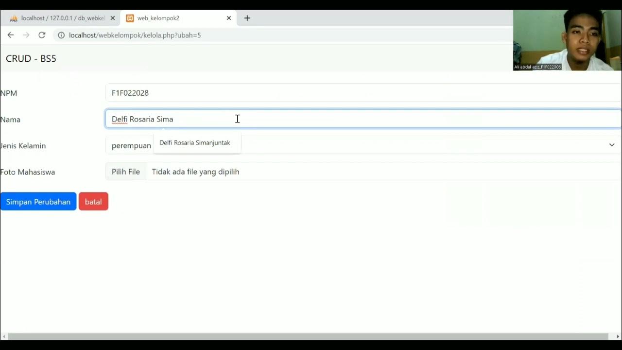Website CRUD kelompok 3 Praktikum Komputer dan Pemrograman - YouTube