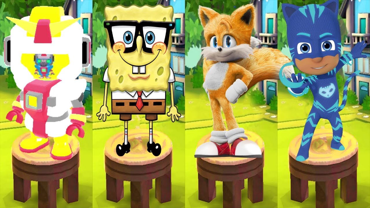 Tag with PJ Masks Catboy vs Mega Mecha Titan Robot vs Spongebob vs ...