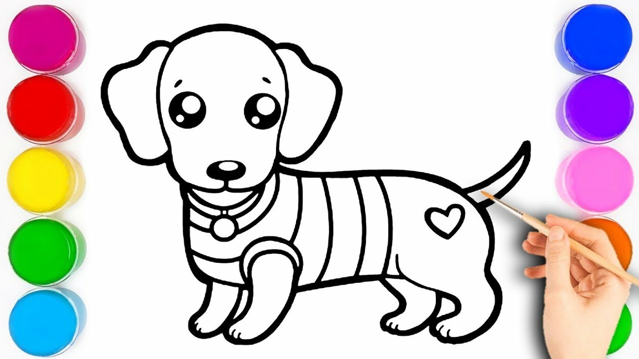 Beautiful Dog Drawing Painting & Coloring For Kids & Toddlers | part ...