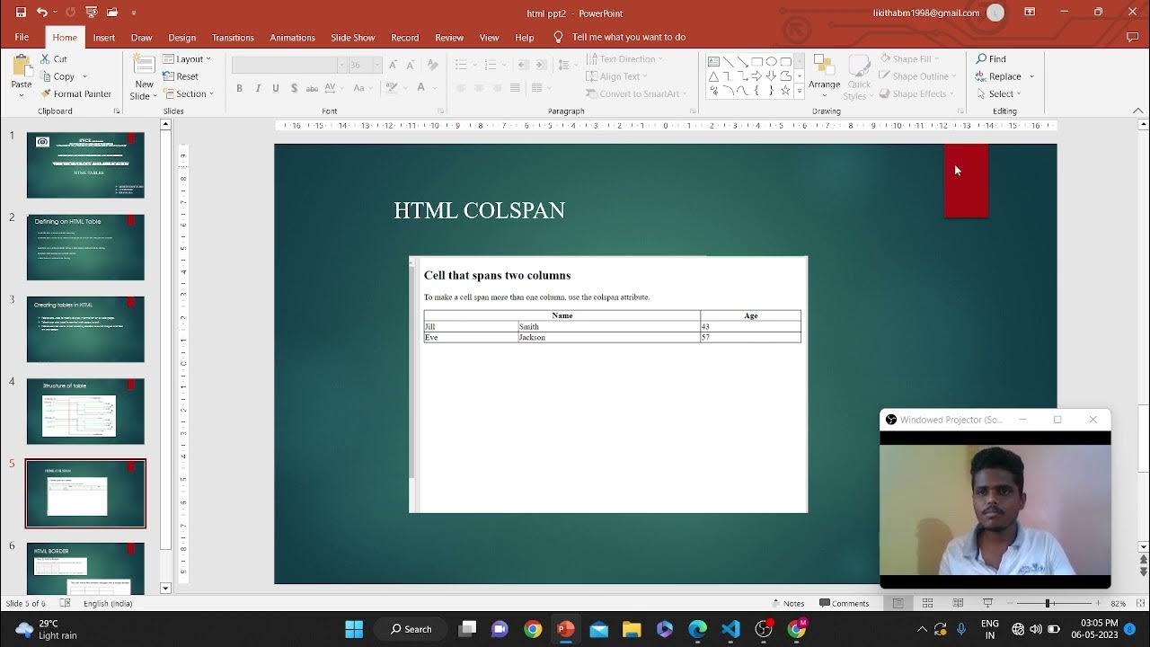 18CS63||creating a HTML table||HTML||VTU - YouTube