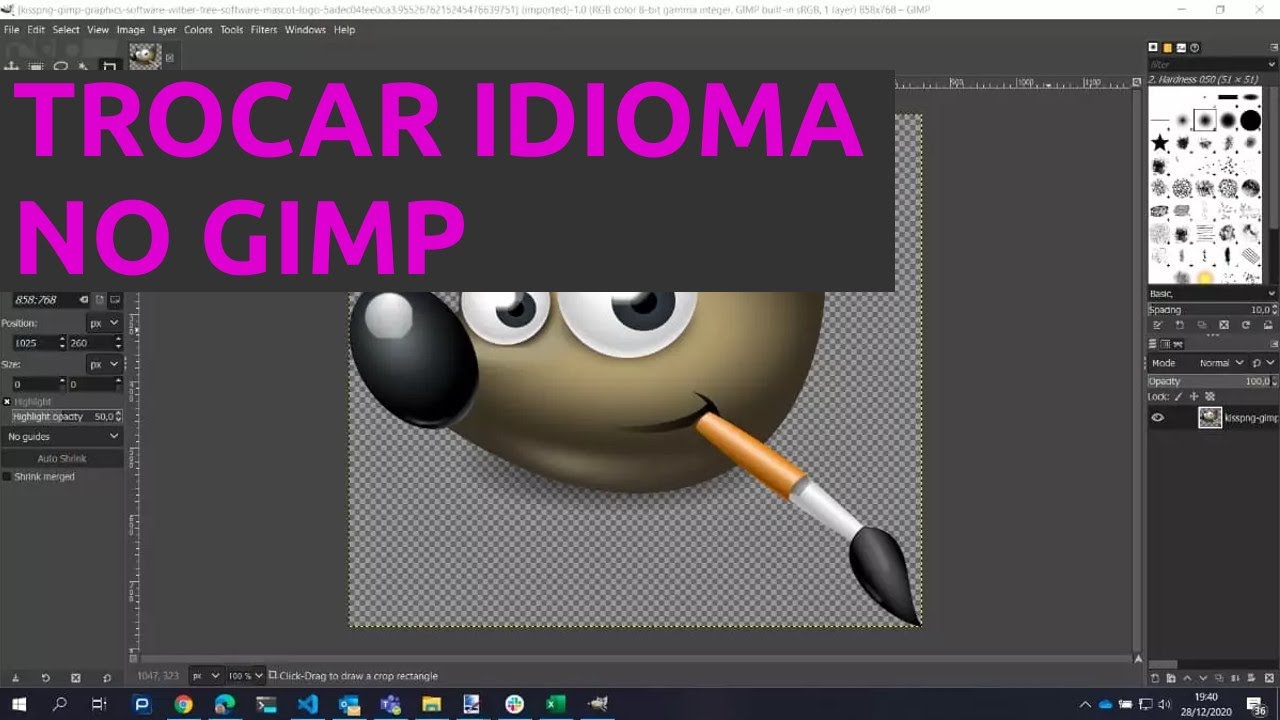 GIMP: TROCAR IDIOMA PARA PORTUGUÊS - YouTube