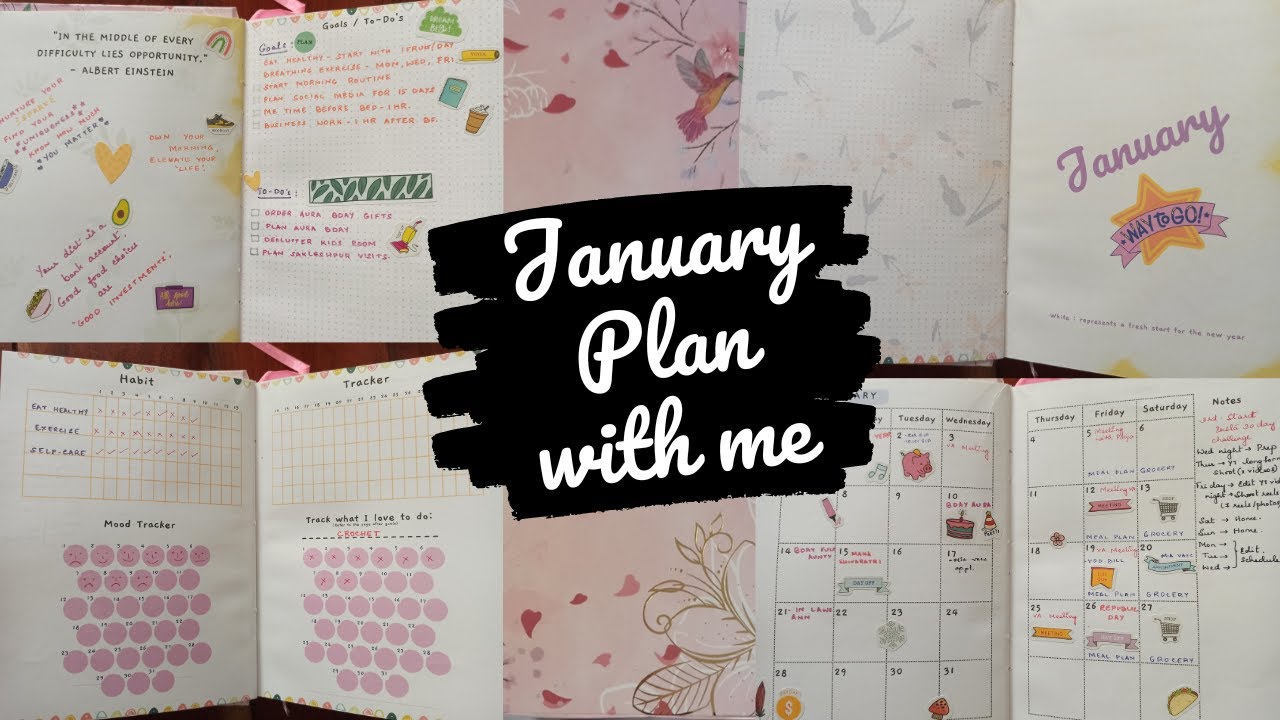 Plan January 2024 with me | January planner setup | January 2024 plan ...
