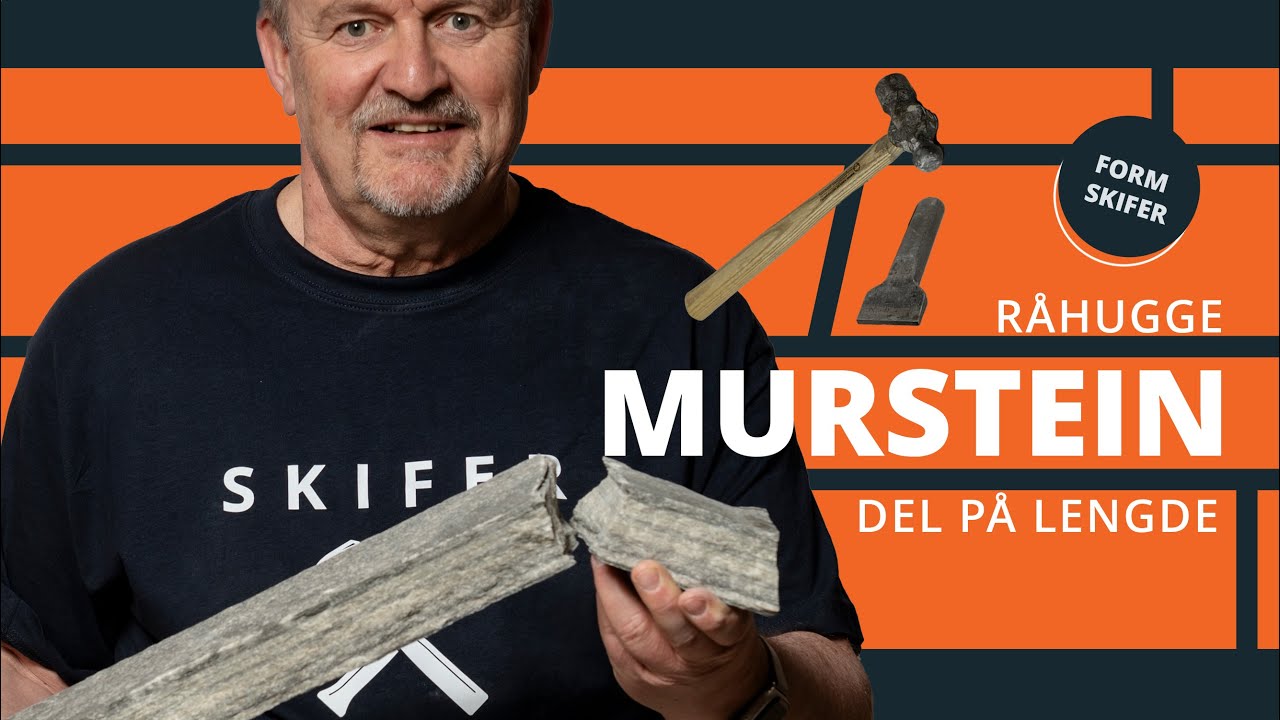 Del murstein på lengde med råhugging | Minera Skiferskolen - YouTube