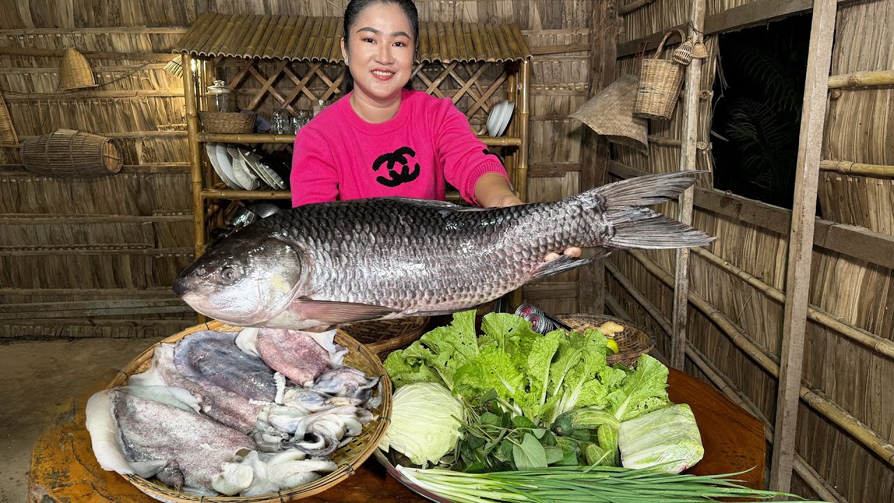 Yummy big fish and squids cooking with country style - Cooking with ...