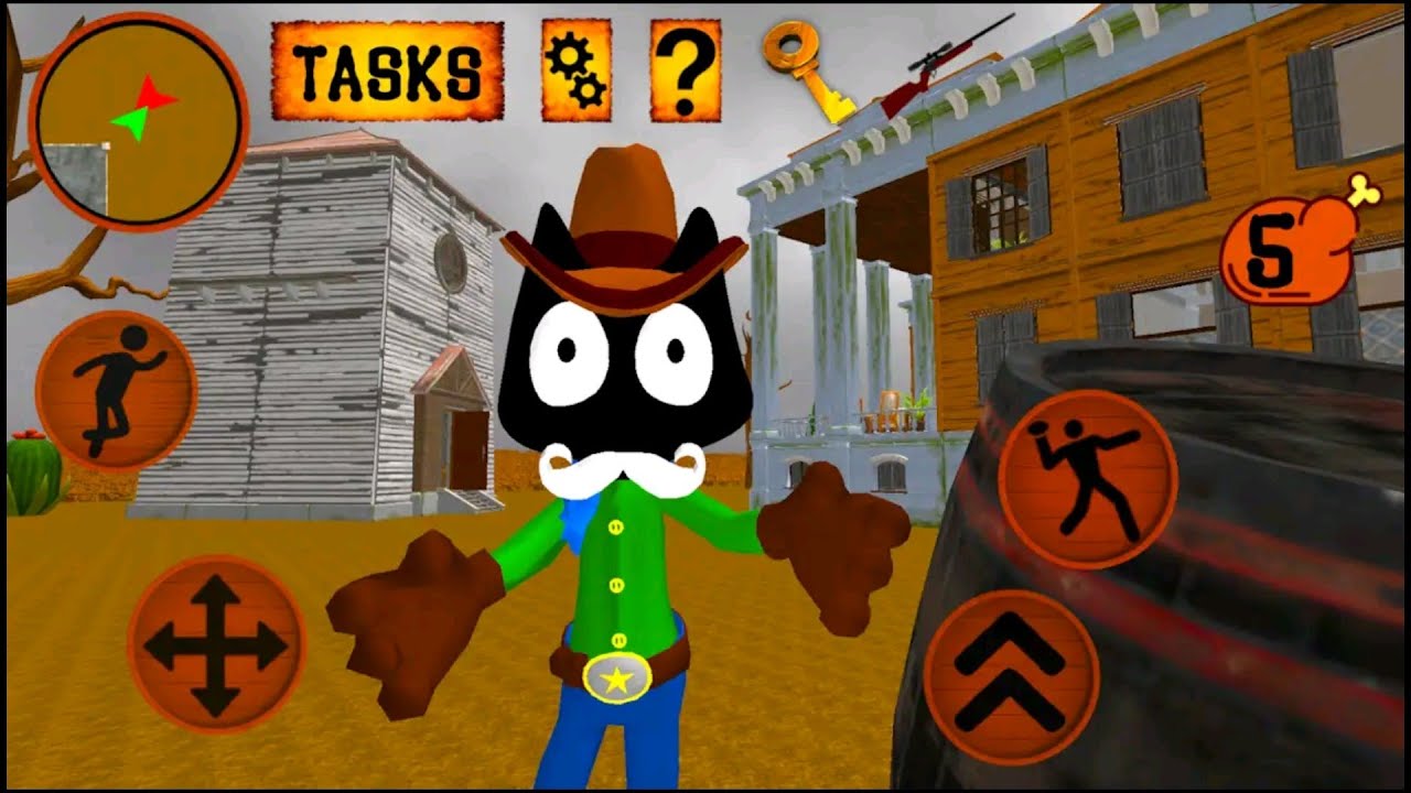 Cat Cowboy Cartoon Neighbor Escape - Level 1 - Gameplay - YouTube