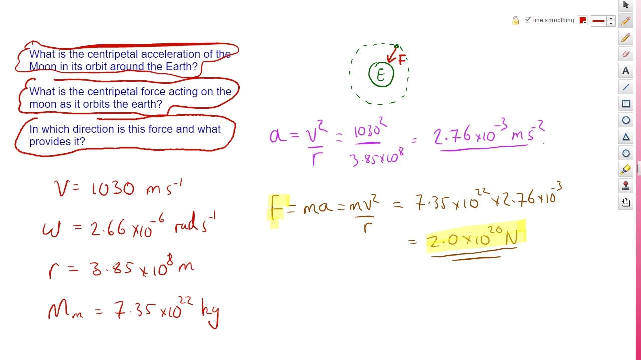 Circular motion - part 4 - centripetal acceleration of the moon! - YouTube