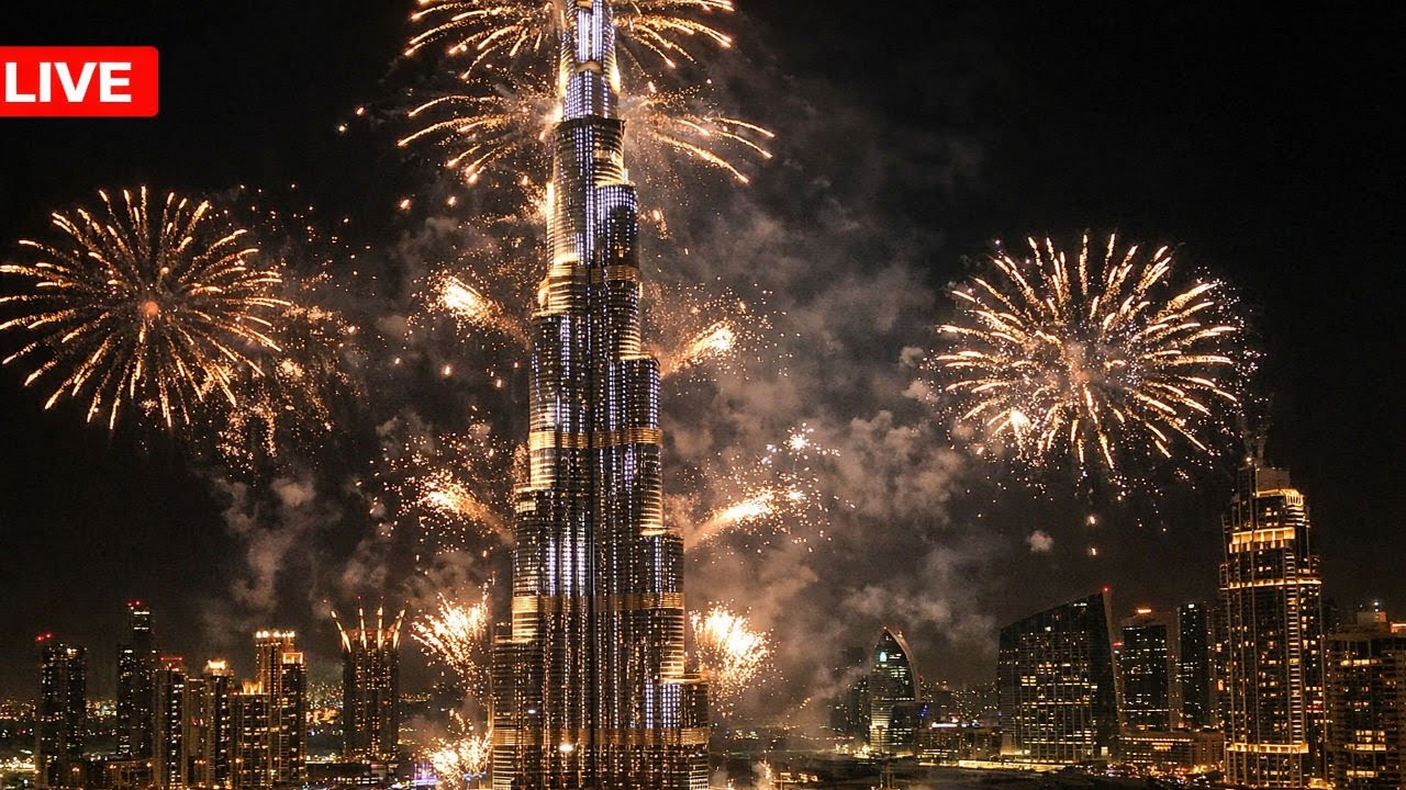 Dubai New Year Fireworks LIVE 🎆 Burj Khalifa Countdown 2025 | World’s ...