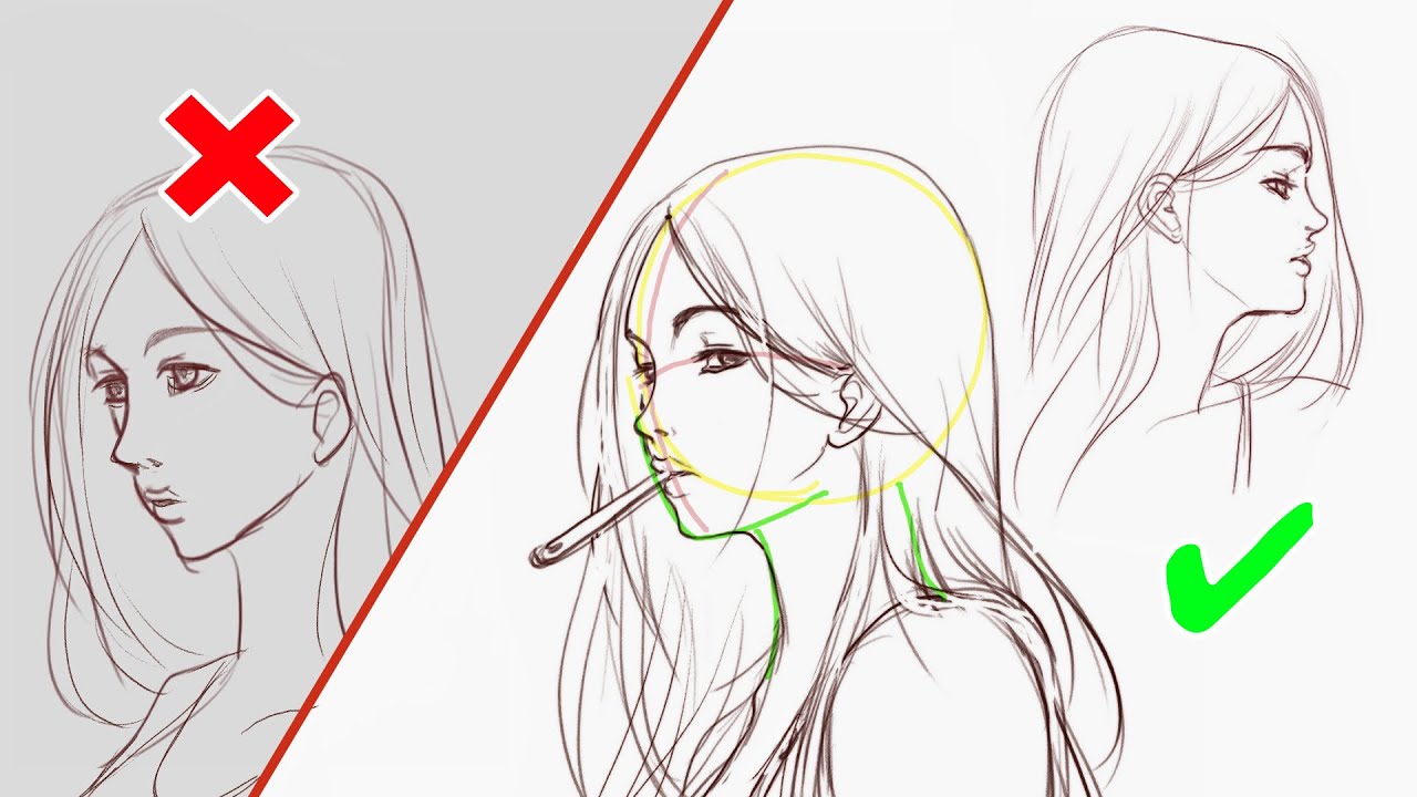 👀HOW TO DRAW FACE🎨 Basic Proportions Idea | Guide Lines for Semi ...