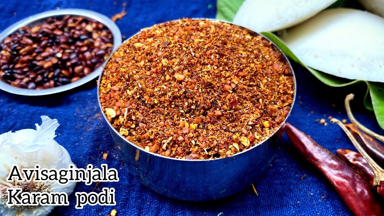 avisaginjala karam podi recipe | flax seed podi for rice - YouTube
