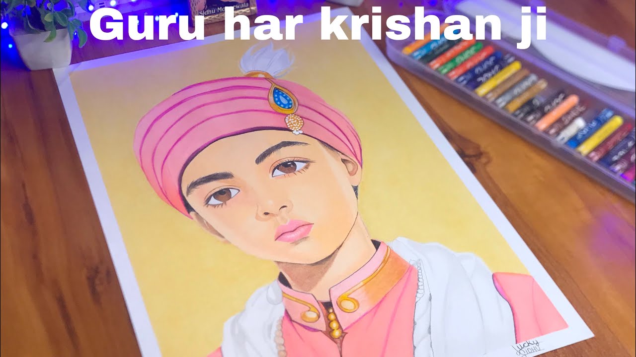 Guru har krishan ji drawing Oilpistol and brush pen work full tutorial ...