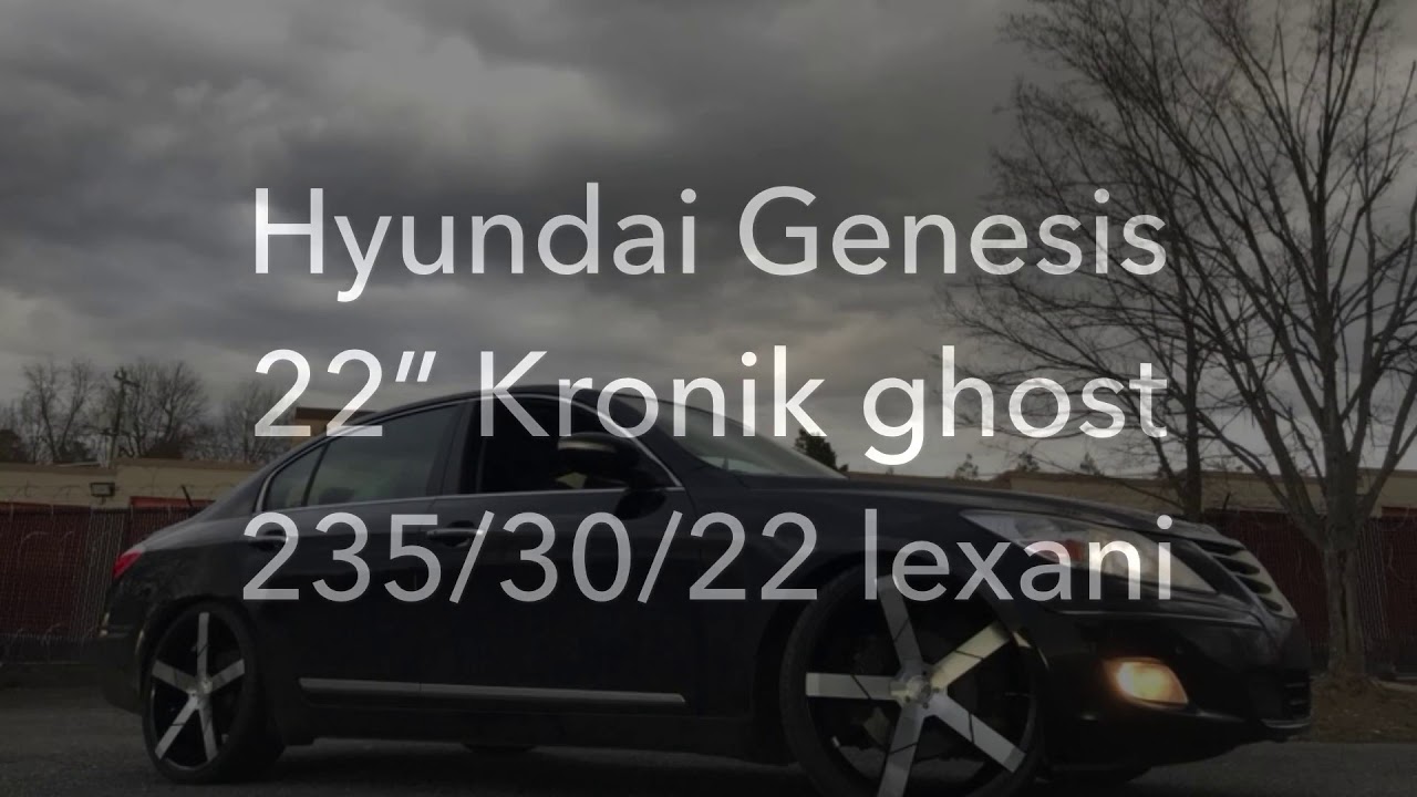 Hyundai Genesis on 22” Kronik ghost black and machined wheels with 235 ...