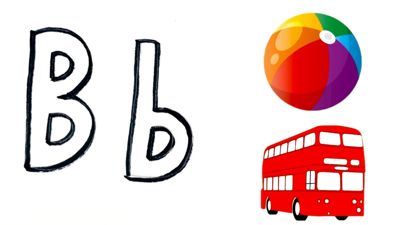 Learn Letter B | Draw, Color & Fun with B Words! | Color Letter B ...