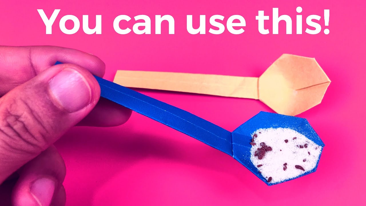 How to origami a practical spoon 🟩 make a teaspoon out of just one ...