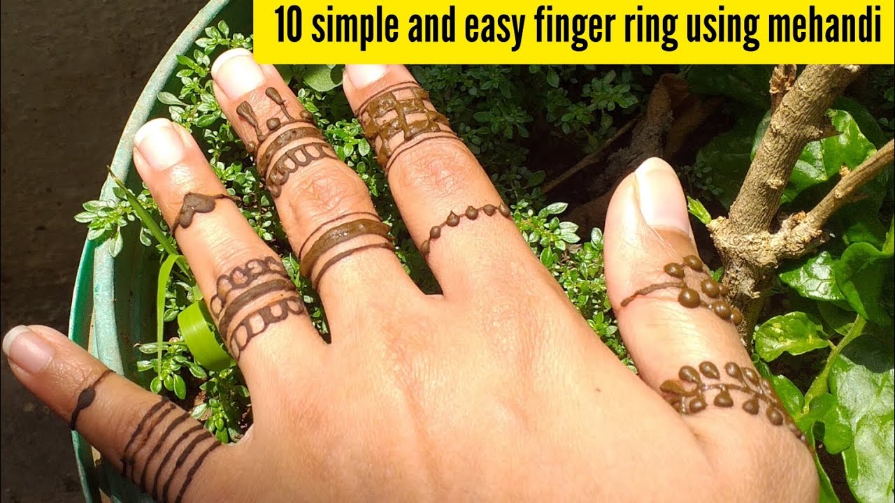 10 simple and easy finger ring using heena/mehandi•finger ring #viral # ...
