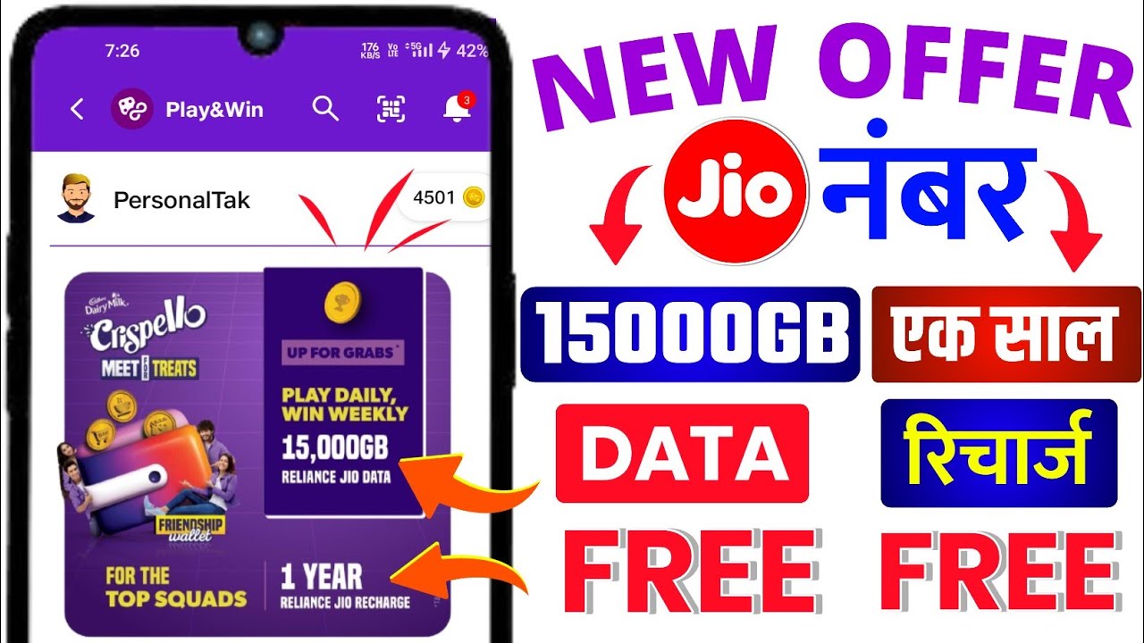 Jio New Offer Crispello 15000GB Data Vaucher FREE 1 Year Jio Recharge ...