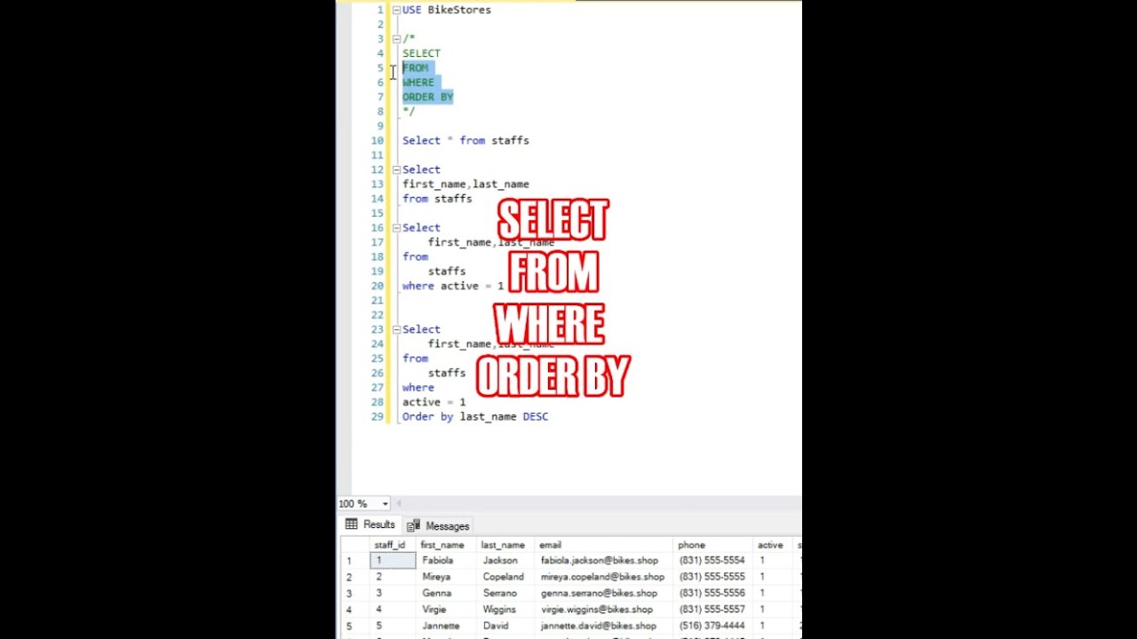 SQL SERVER (Select / Where / Order By) - YouTube