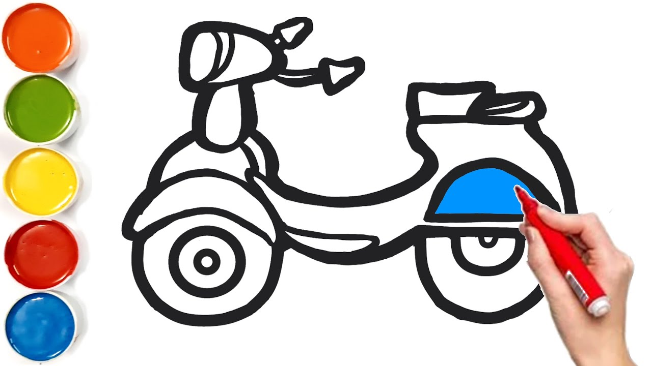 Scooter Drawing, Painting and Coloring for kids & toddlers | How to ...