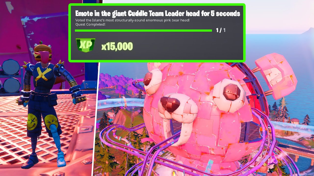 How to EASILY Emote in the giant Cuddle Team Leader head for 5 seconds ...