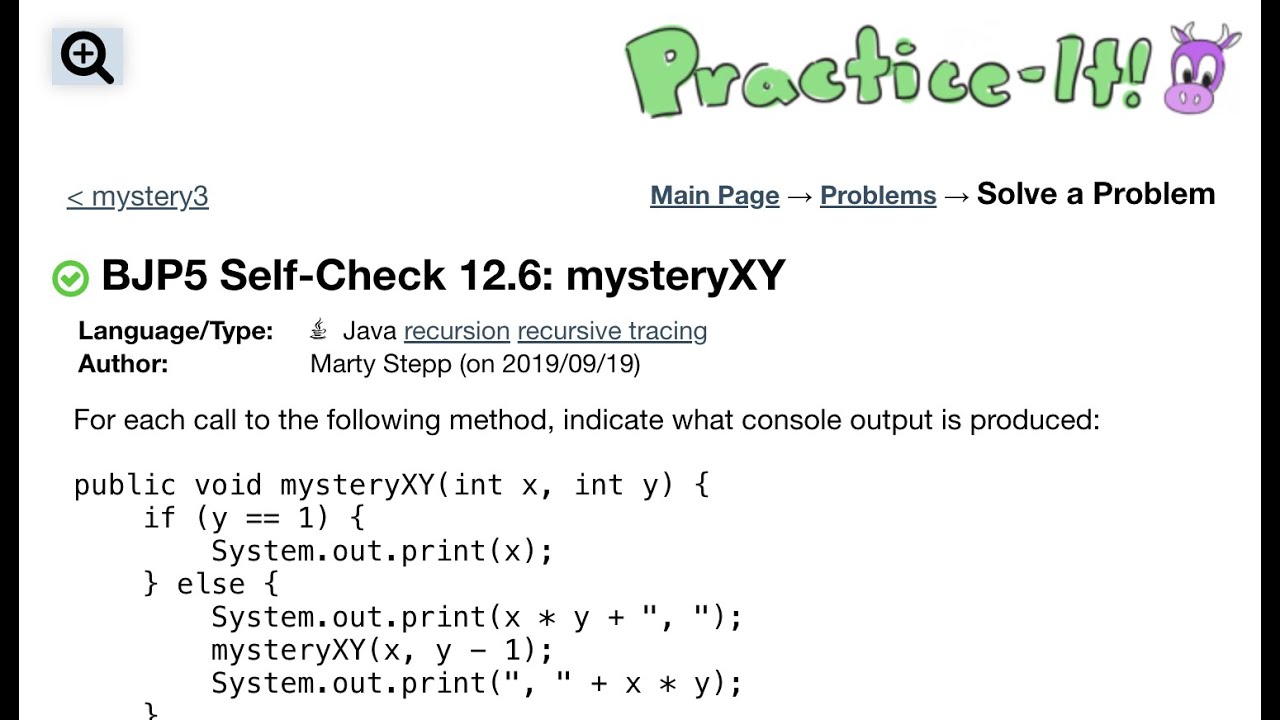 Java Practice It | Self-Check 12.6: mysteryXY | recursion, recursive training - YouTube