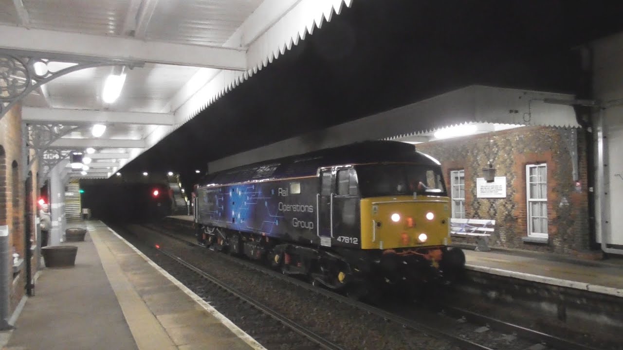 ROG 47812 stops then powers away from Wymondham on thunderbird duty 06 ...