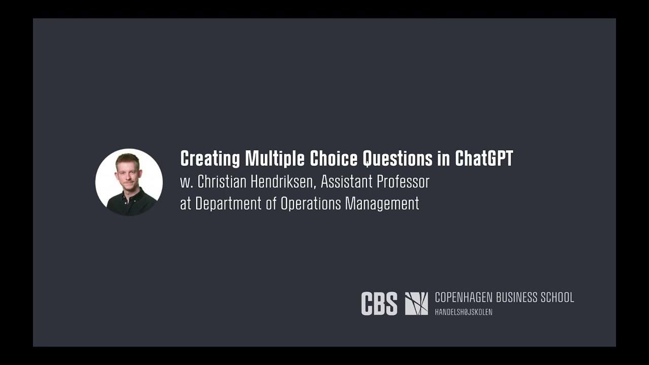 Creating Multiple Choice Questions with ChatGPT - YouTube