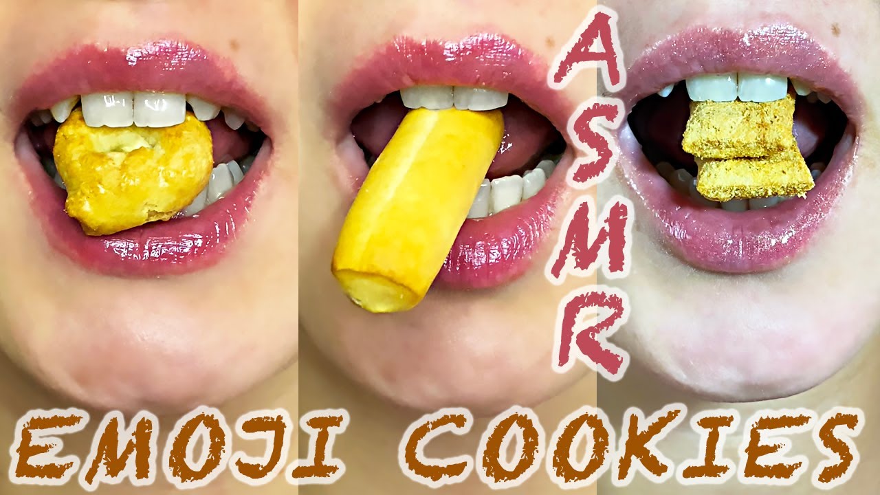 🍪 Emoji Cookies Eating Show 💋 Luscious Lips Mukbang Asmr Emojichallenge Cookies Asmr