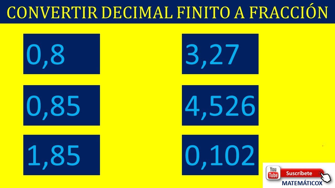 870 DE DECIMAL FINITO A FRACCIÓN - YouTube