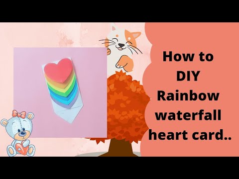 How to DIY💡/Rainbow waterfall heart card/in tamil...😍 - YouTube