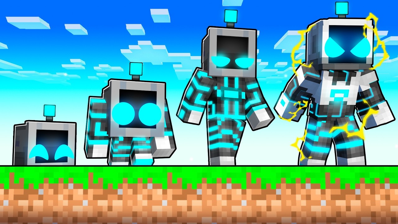 TeeVee Evolves as a ROBOT in Minecraft! - YouTube
