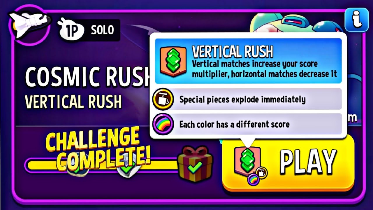 solo challenge cosmic rush vertical rush rainbow blow em up match ...