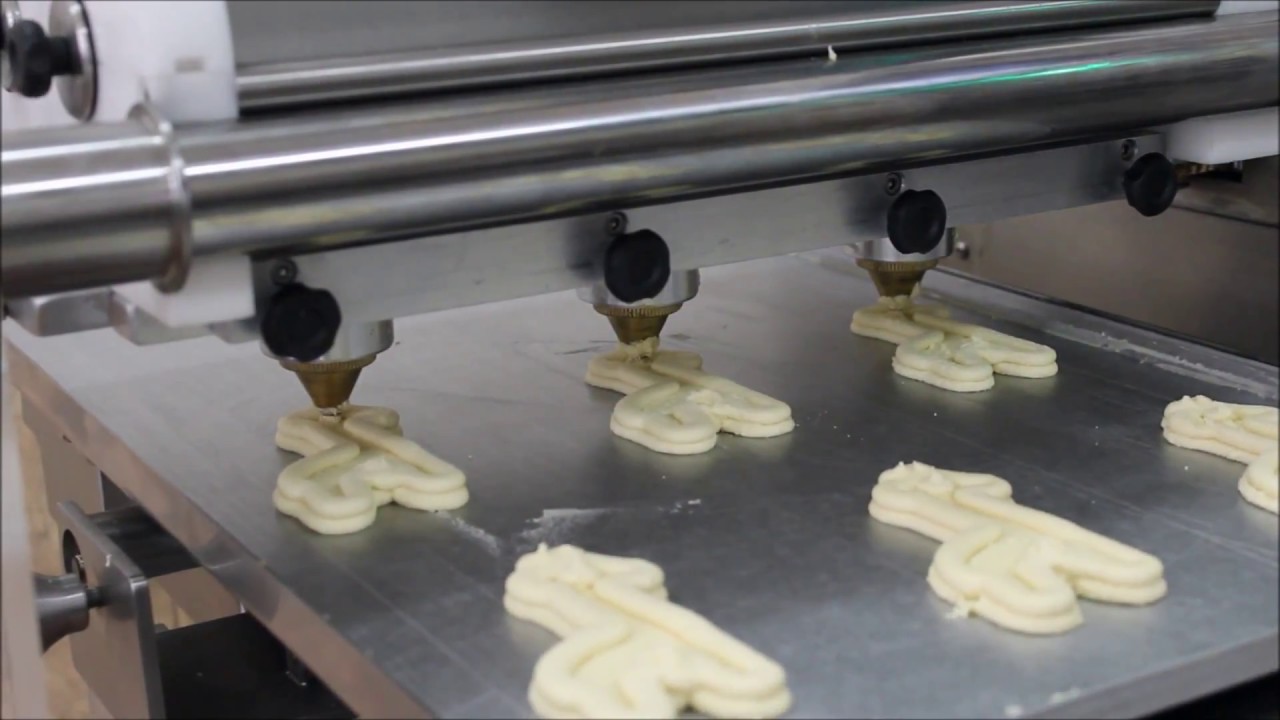 Tabletop cookie depositor - YouTube