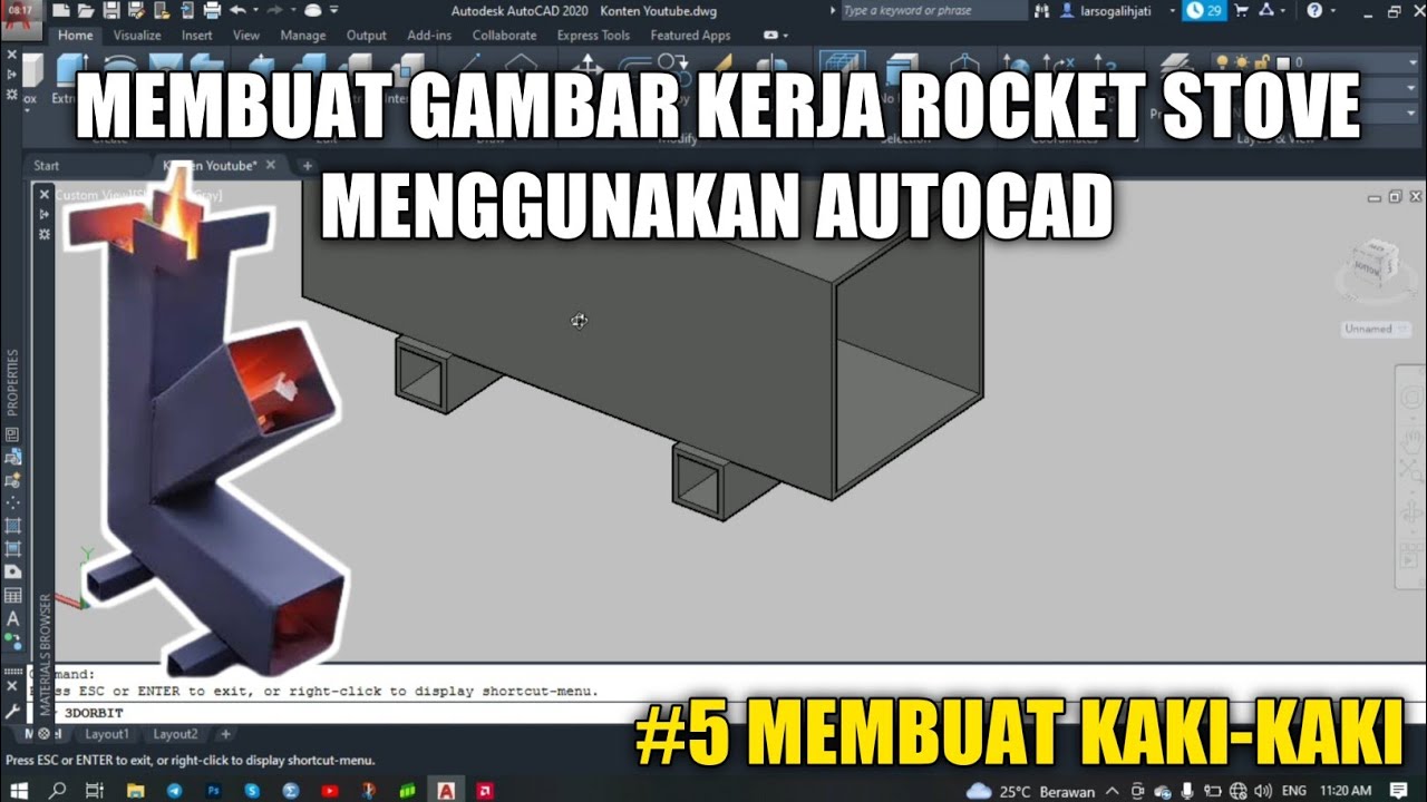 CARA MEMBUAT KAKI-KAKI UNTUK ROCKET STOVE MENGGUNAKAN AUTOCAD: MEMBUAT ...