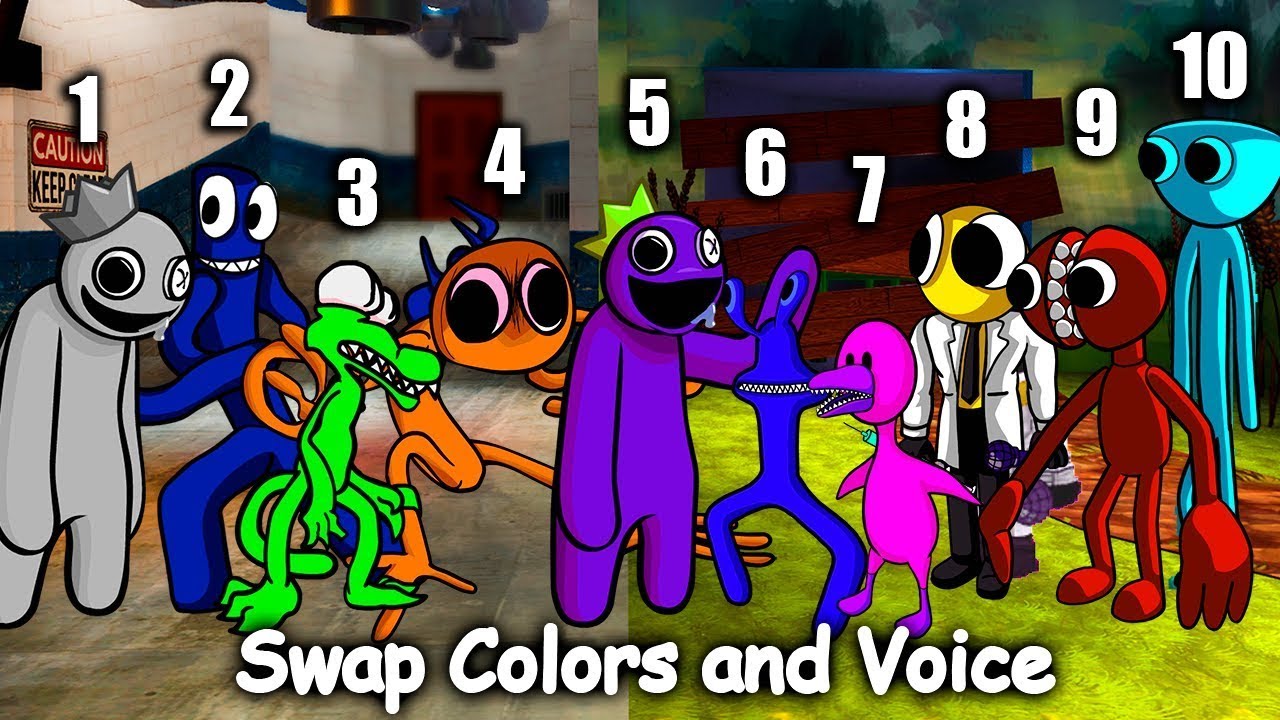 2D Rainbow Friends Swap Colors and Voice All Phases | Friday Night ...